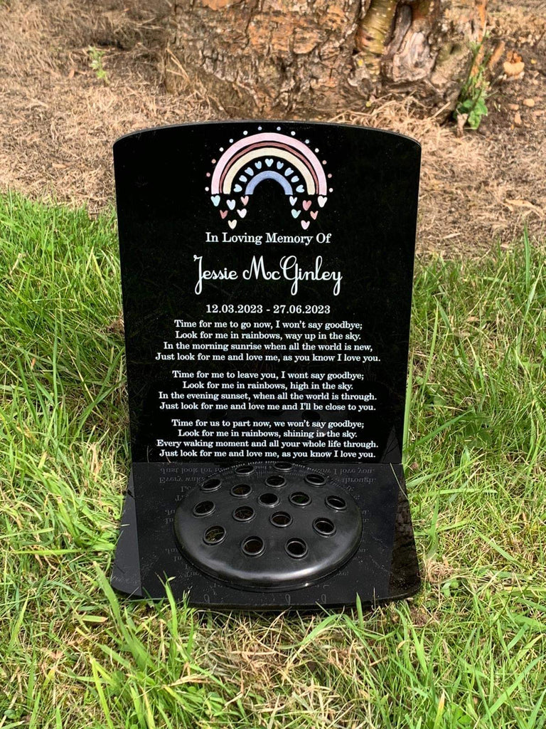 Rainbow temporary headstone with Base – Lazy Dave Designs