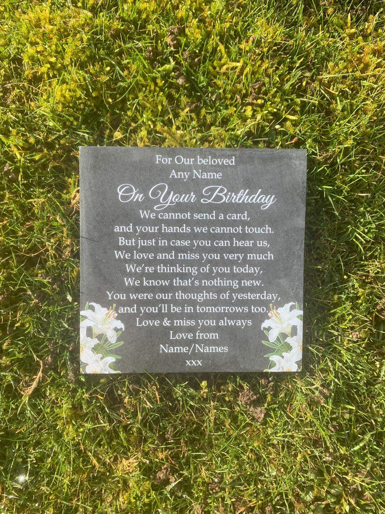Floral Birthday memorial plaque – Lazy Dave Designs