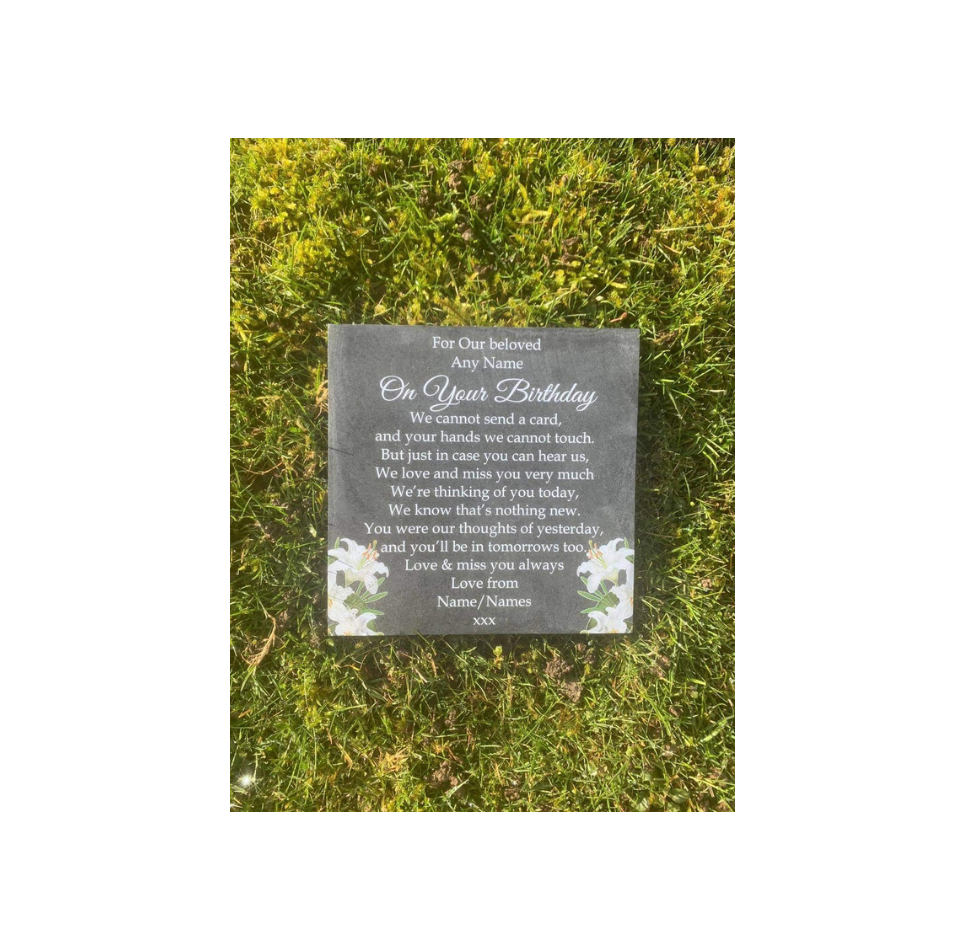 Floral Birthday memorial plaque – Lazy Dave Designs