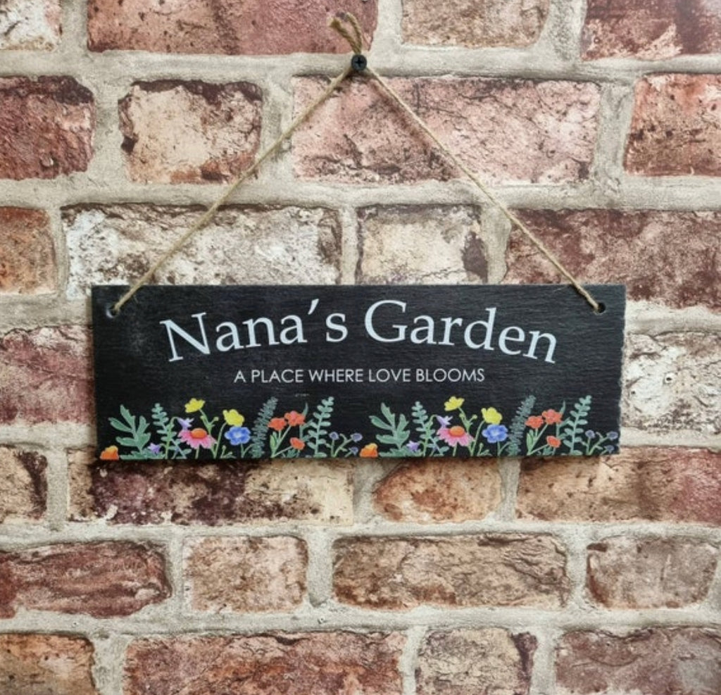 A place where love blooms garden slate sign – Lazy Dave Designs