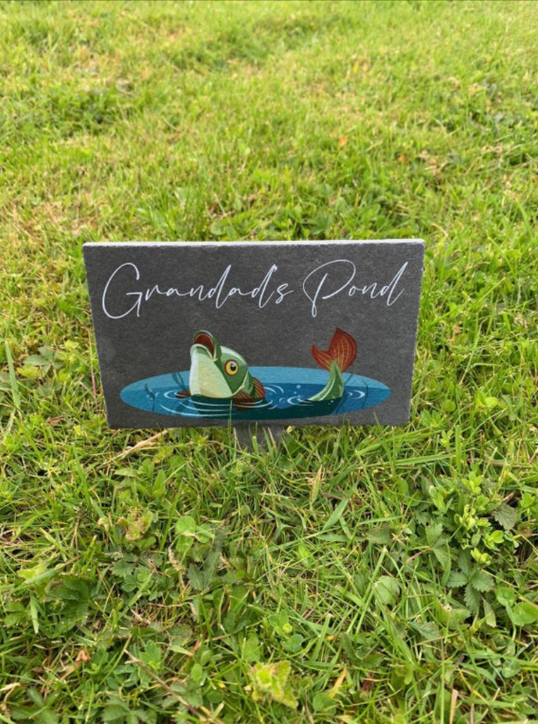 Garden pond slate sign – Lazy Dave Designs